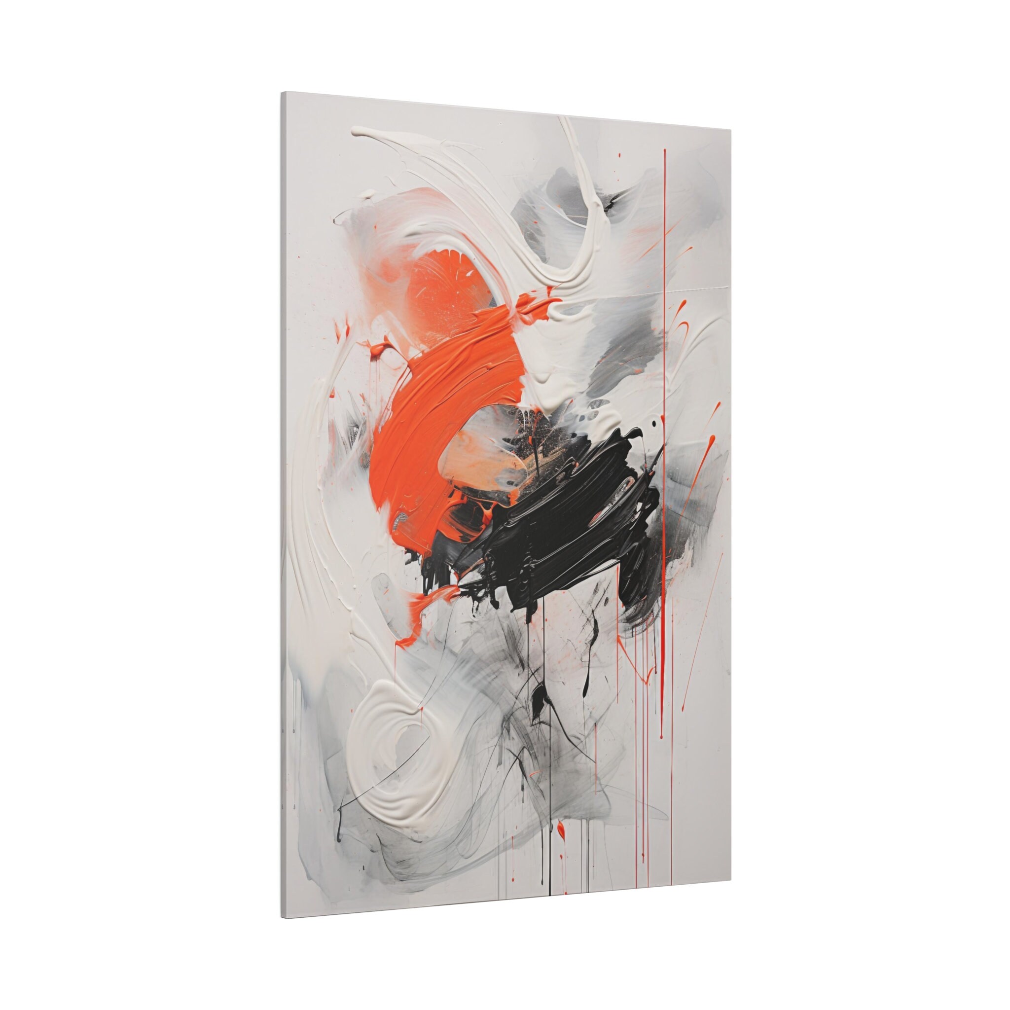 Three Color Abstract Painting Grey, Orange, and Black Painting Printed ...