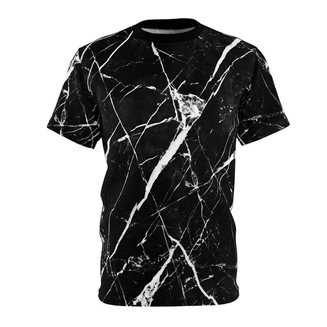 Classic Elegance - Black and White Marble AOP Tee Shirt - All Over ...