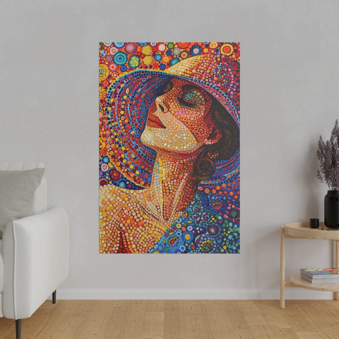 A Day at the Races - Fashion Pointillism Painting of a Woman - Portrait ...