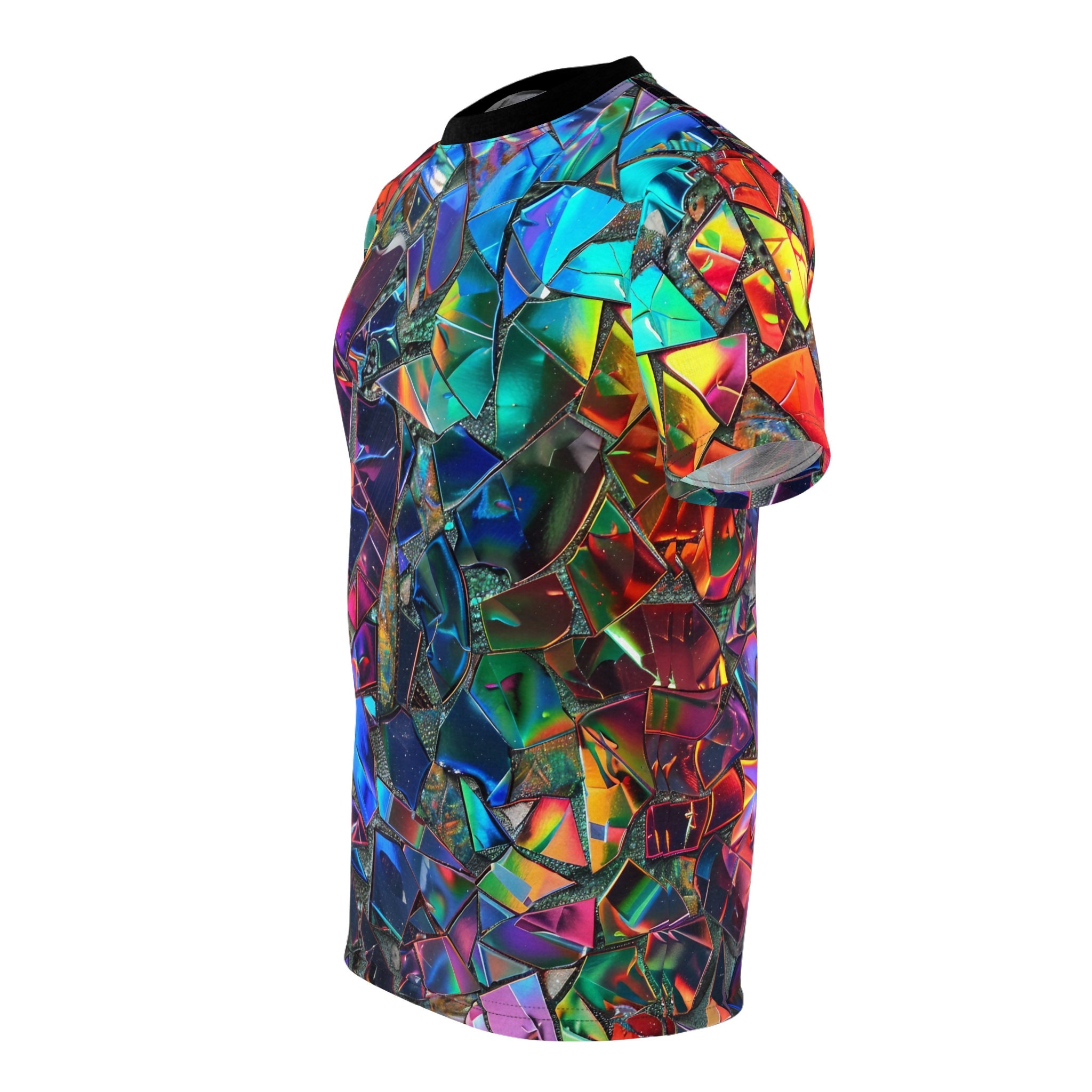 Fractured Stained Glass Rainbow Pattern on AOP Shirt - Happy Pride ...
