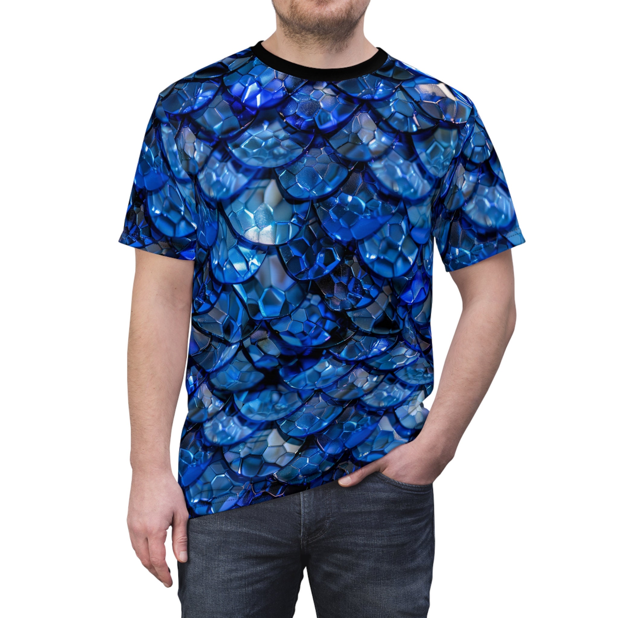 Gem Series: Sapphire Dragon Scales AOP Tee Shirt - All Over Print T ...