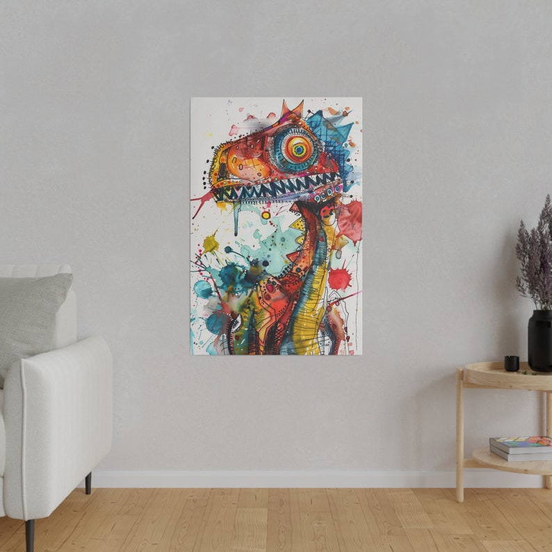 Funky Dino Mixed Media Painting Weird Dinosaur Painting Abstract ...