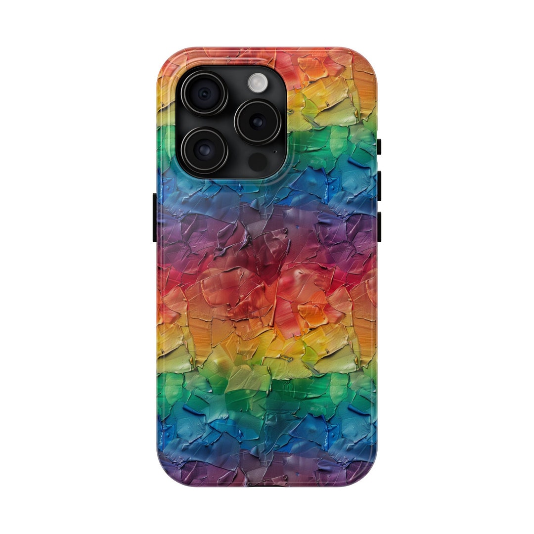 Impasto Rainbow - Rainbow Paint Pattern Print on iPhone Case - Tough ...