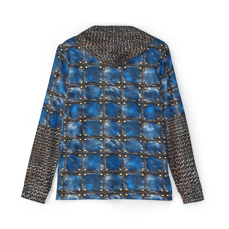 Blue Brigandine Chain Mail Armor AOP Hoodie, LARP Ren Faire Costume ...
