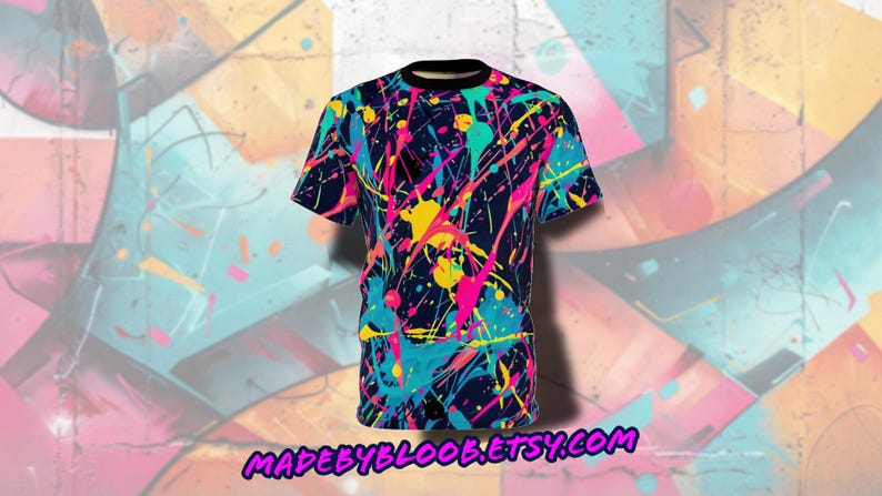 Paint Splatter Pattern on Black AOP Shirt Rad Paint Shirt Funky All ...