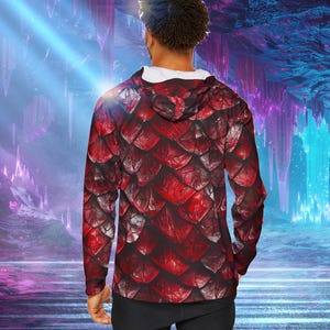 Battle Series: Red Dragon Scale Hoodie - AOP Scale Armor Print on Comfy ...