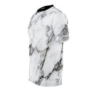 The Classic - White and Black Marble AOP Tee Shirt - All Over Print T ...