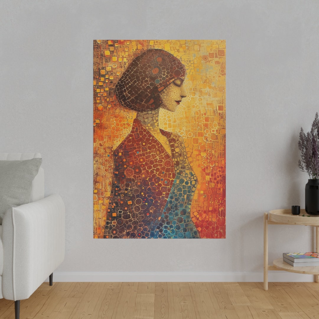 Golden Hour - Cell Mosaic Style Pointillism Painting of a Woman ...