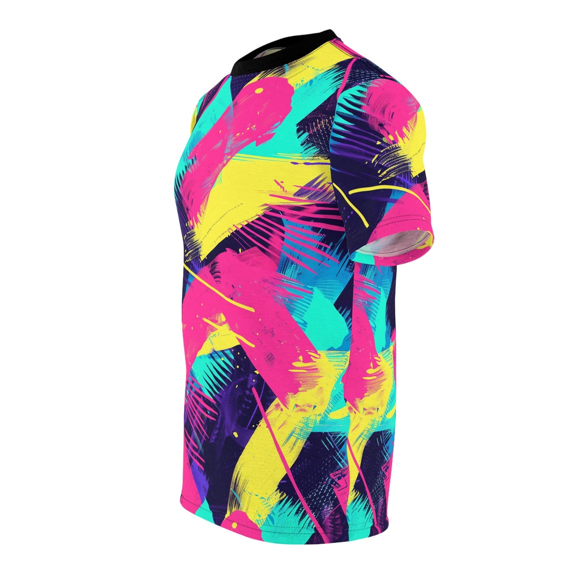 Abstract Brushstroke T-shirt - Colorful Graphic Tee, Artsy Pattern Top ...