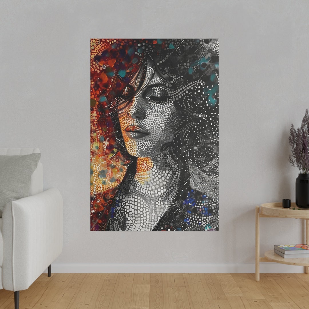 Rocker - Pointillism Portrait Painting of a Woman - Portrait of a Woman ...