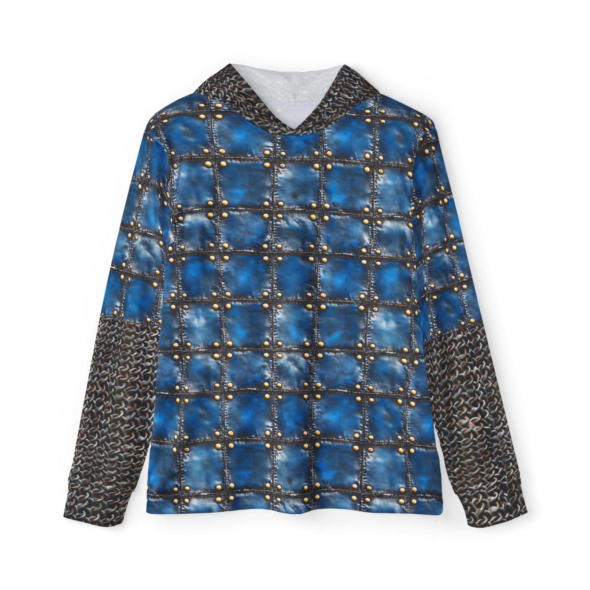 Blue Brigandine Chain Mail Armor AOP Hoodie, LARP Ren Faire Costume ...