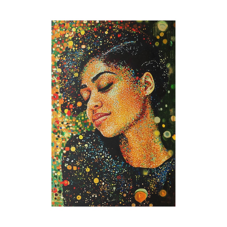 Floating Pointillism Painting of a Woman Portrait Painting Printed on ...