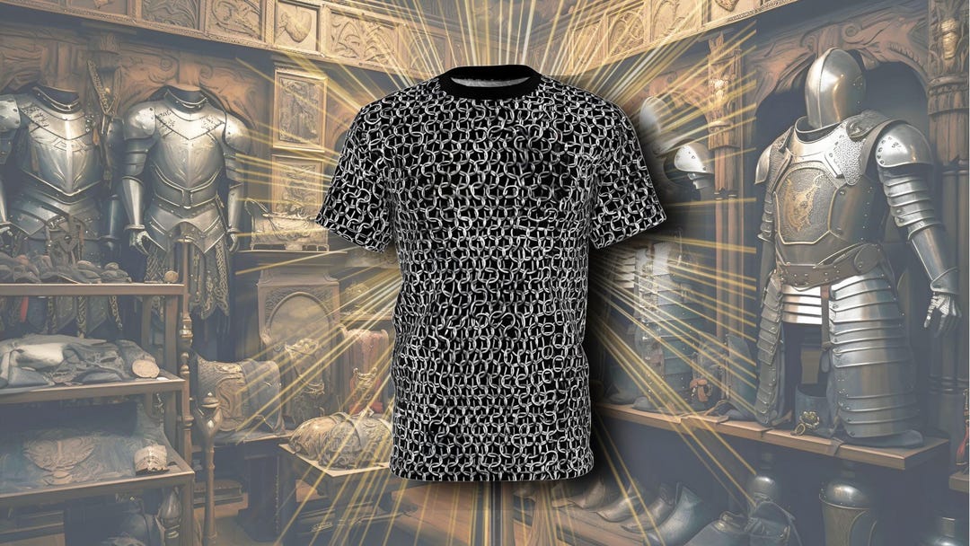 Chainmail Armor - Metal Armor Rings Pattern - AOP Chain Shirt - All ...