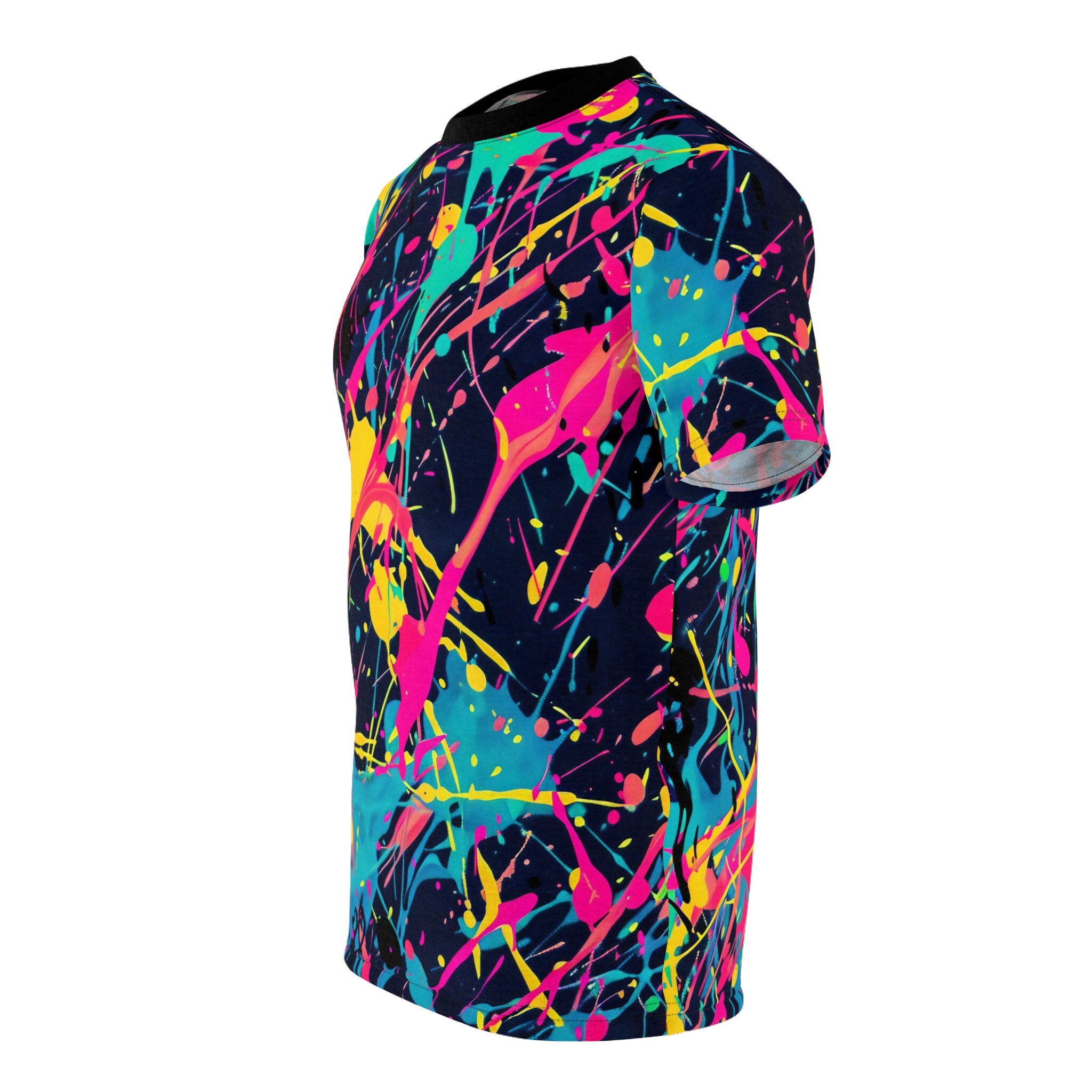 Paint Splatter Pattern on Black AOP Shirt - Rad Paint Shirt - Funky All ...