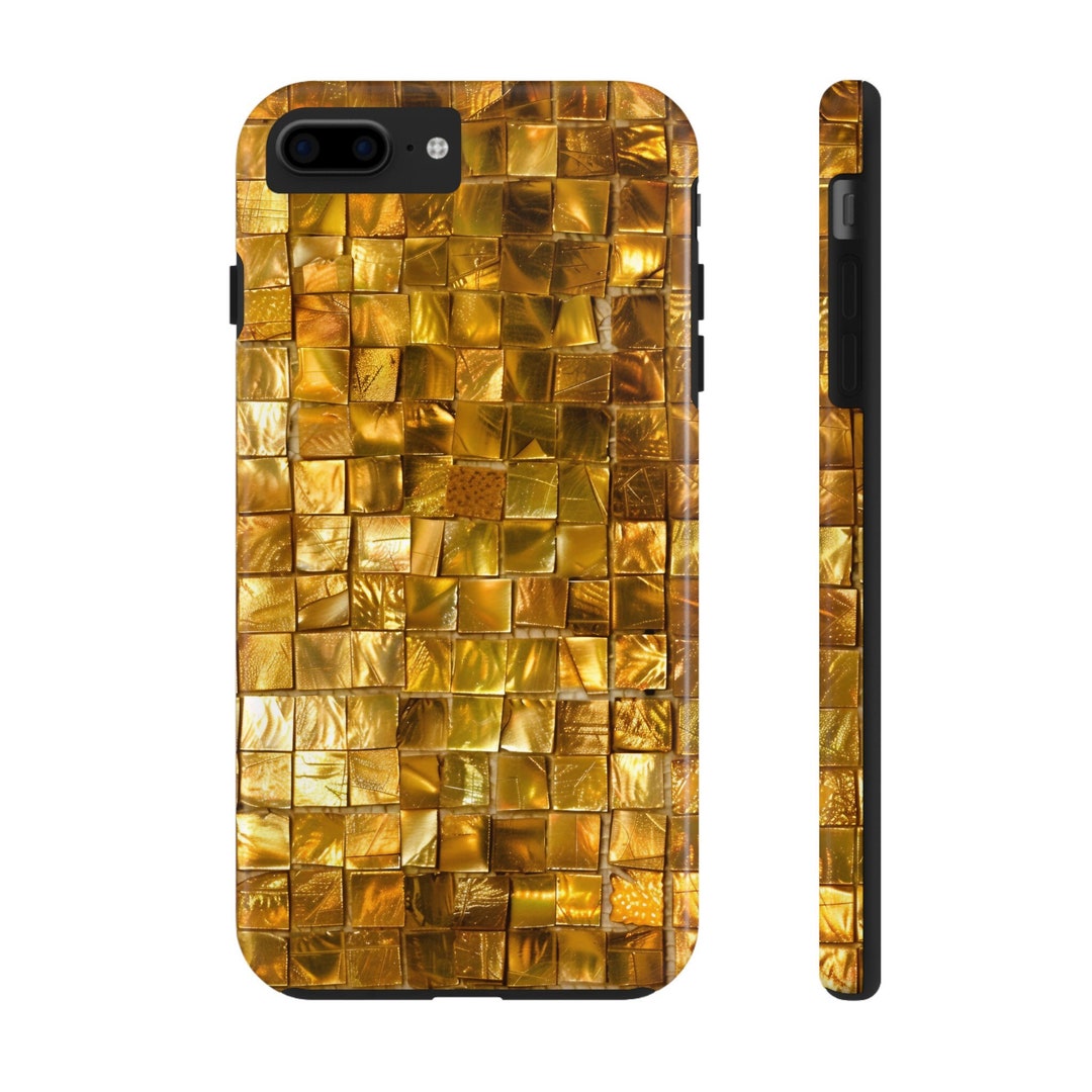 Bright Gold Mosaic Tiles in Pattern Print on iPhone Case - Tough Phone ...