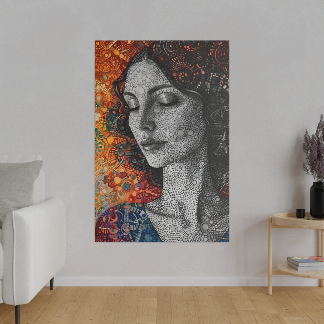 Vivid Dreams; Grey Now - Pointillism Painting of a Woman - Portrait of ...