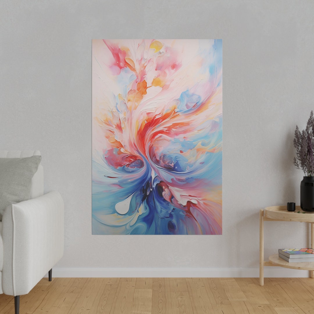 Soft Color Swirl Impasto Abstract Painting - Blue, White, Pink ...