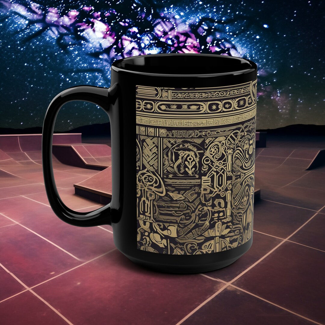 Gold Puzzle Box Design on Large Ceramic Mug - Awesome Coffee Mug Design ...