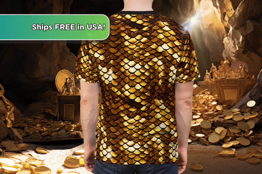 Gold Dragon Scales AOP Tee Shirt - All Over Print T-shirt - Scale Armor ...