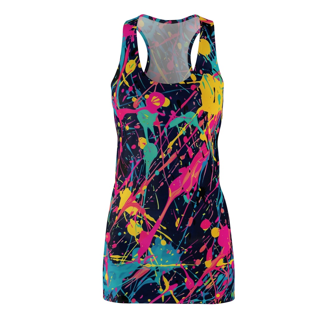 Paint Splatter Racerback Dress – Funky AOP Polyester Dress - Etsy
