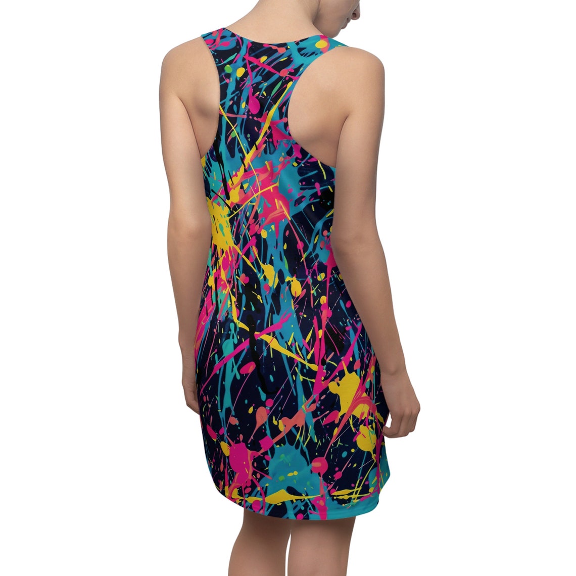 Paint Splatter Racerback Dress – Funky AOP Polyester Dress - Etsy