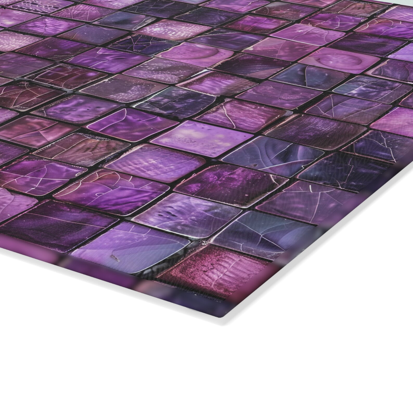 Gorgeous Square Purple Mosaic Tile Print Tempered Glass Cheese Board ...