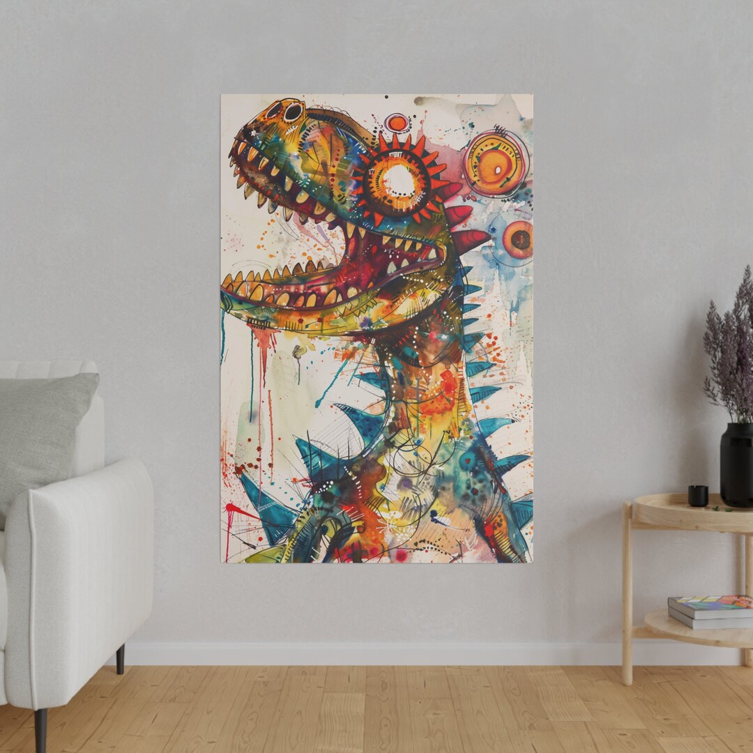 Radical Kaiju Dinosaur Mixed Media Painting - Cool Dino Painting ...