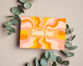 Hippie Retro Thank You Card - Etsy