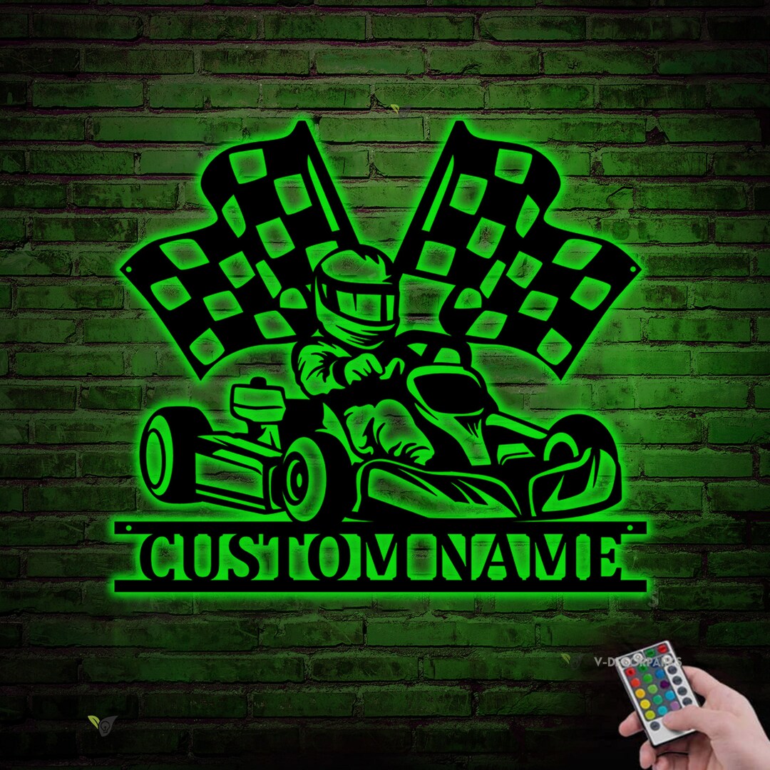 Custom Racing Flag Go Kart Racing Metal Sign Led Light Kart - Etsy