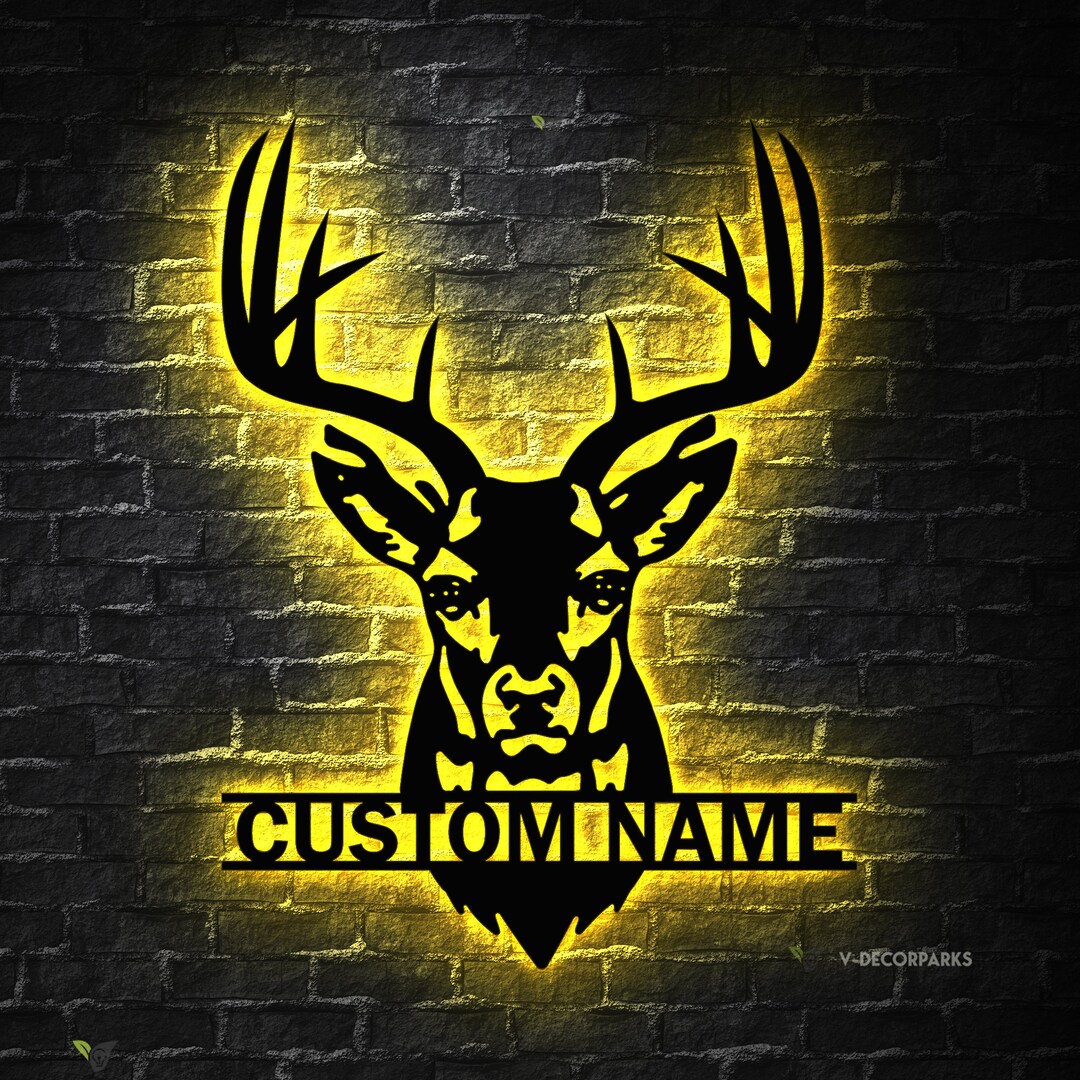 Personalized Deer Head Name Sign LED Light Custom Hunting Sign - Etsy