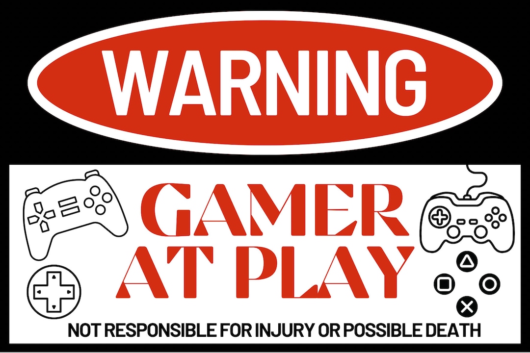 Gamer at Play, Warning Sticker, Beware of Gamer, Funny Stickers, Decals ...