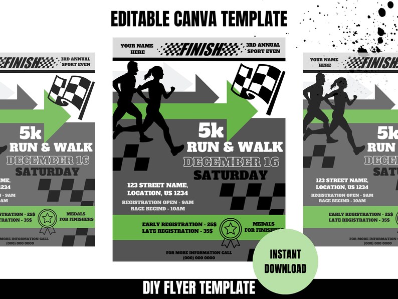 5k Flyer, 5k Fundraiser Flyer, 5k Fundraiser Ticket Template 10k Run ...