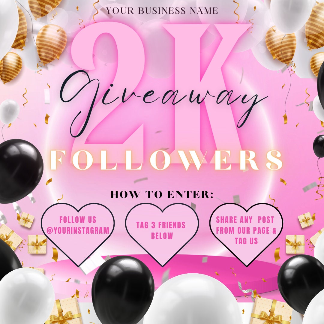 2k Giveaway Flyer Business Template 1k Followers Giveaway 5k Premium ...