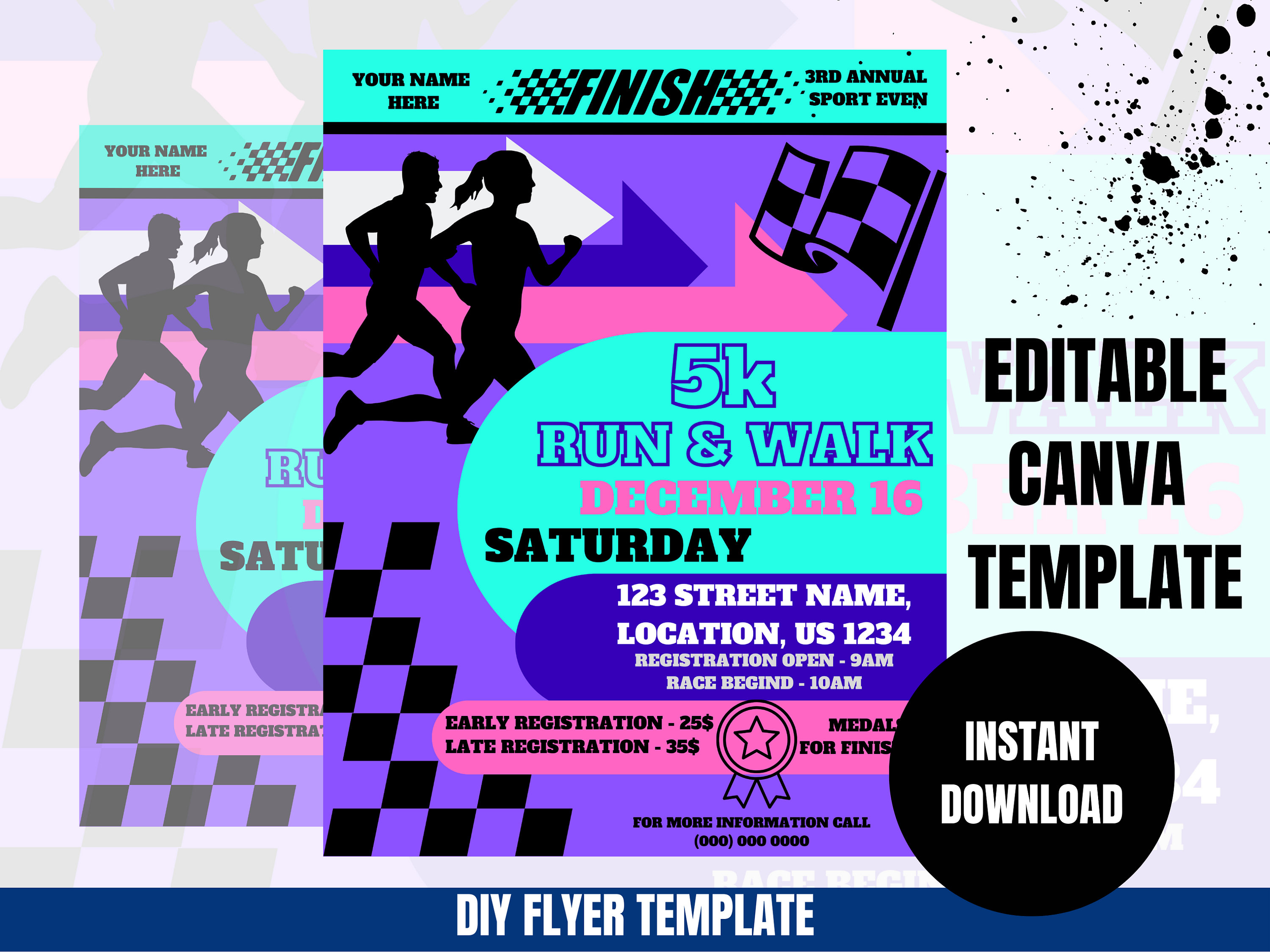 5k Flyer, 5k Run Fundraiser Campaign 5k Race Template 5k Runner ...