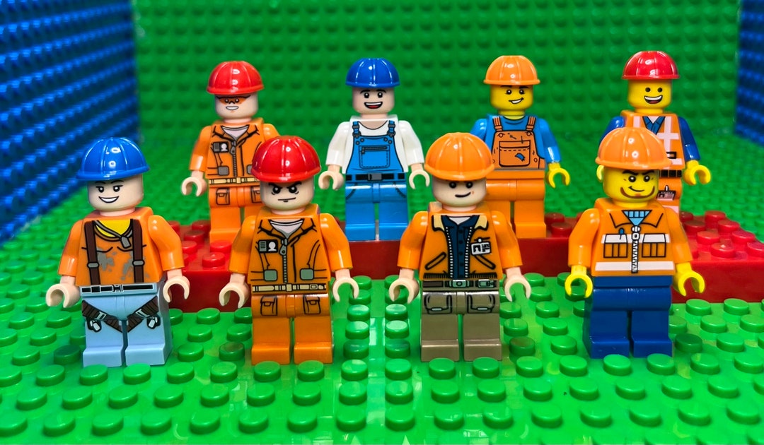Custom Made Construction Workers Building Blocks Compatible - Etsy