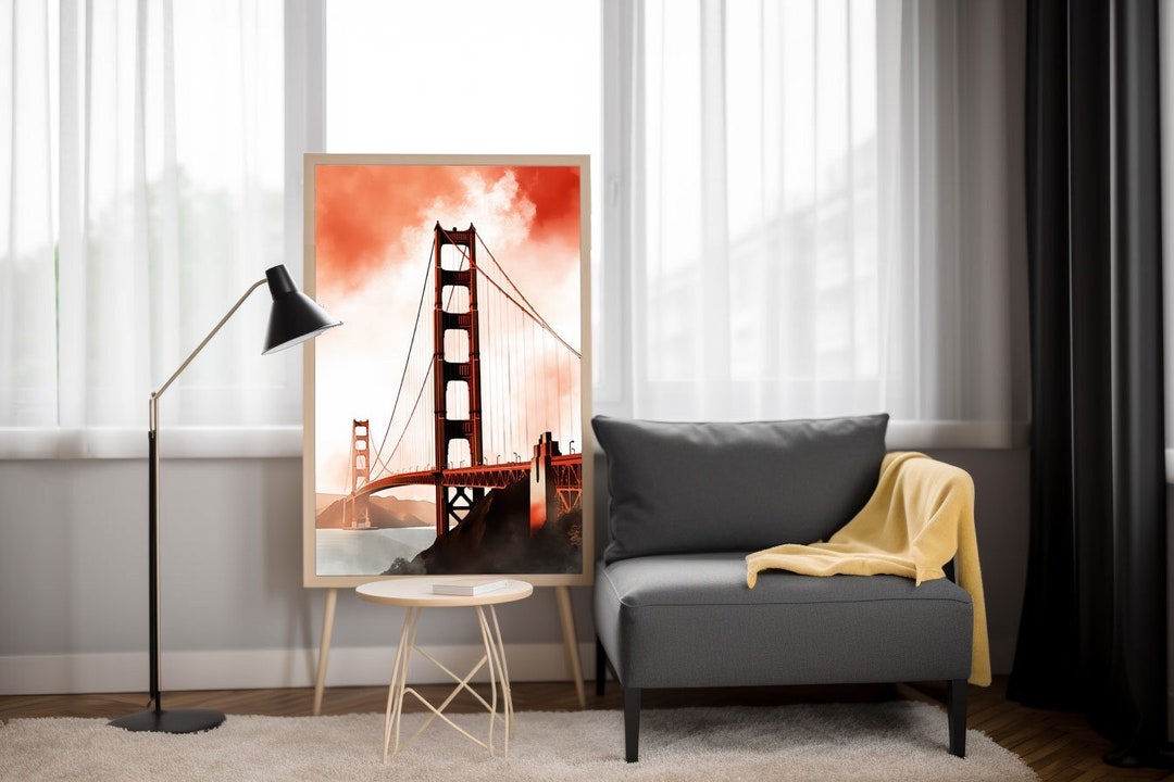 Boho Art Golden Gate Bridge No. 1, Artwork for Home-decoration, Wallart ...