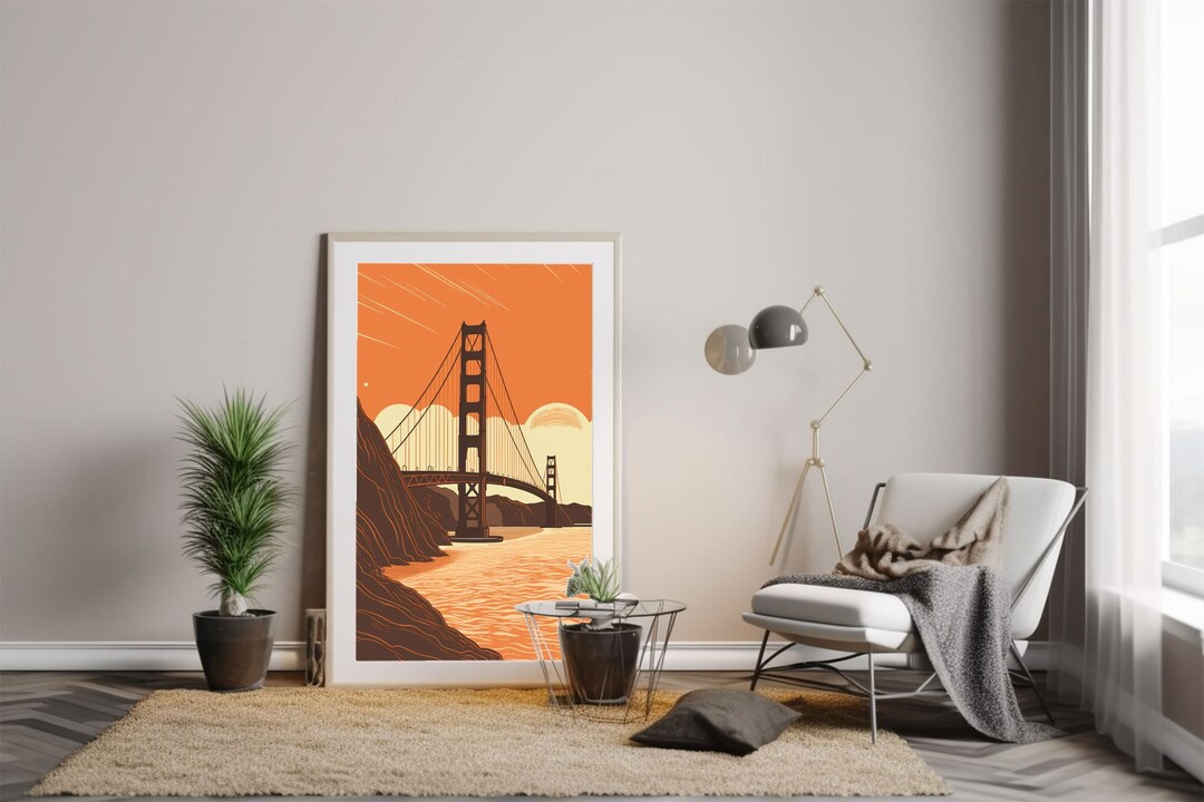Boho Art Golden Gate Bridge No. 2, Artwork for Home-decoration, Wallart ...