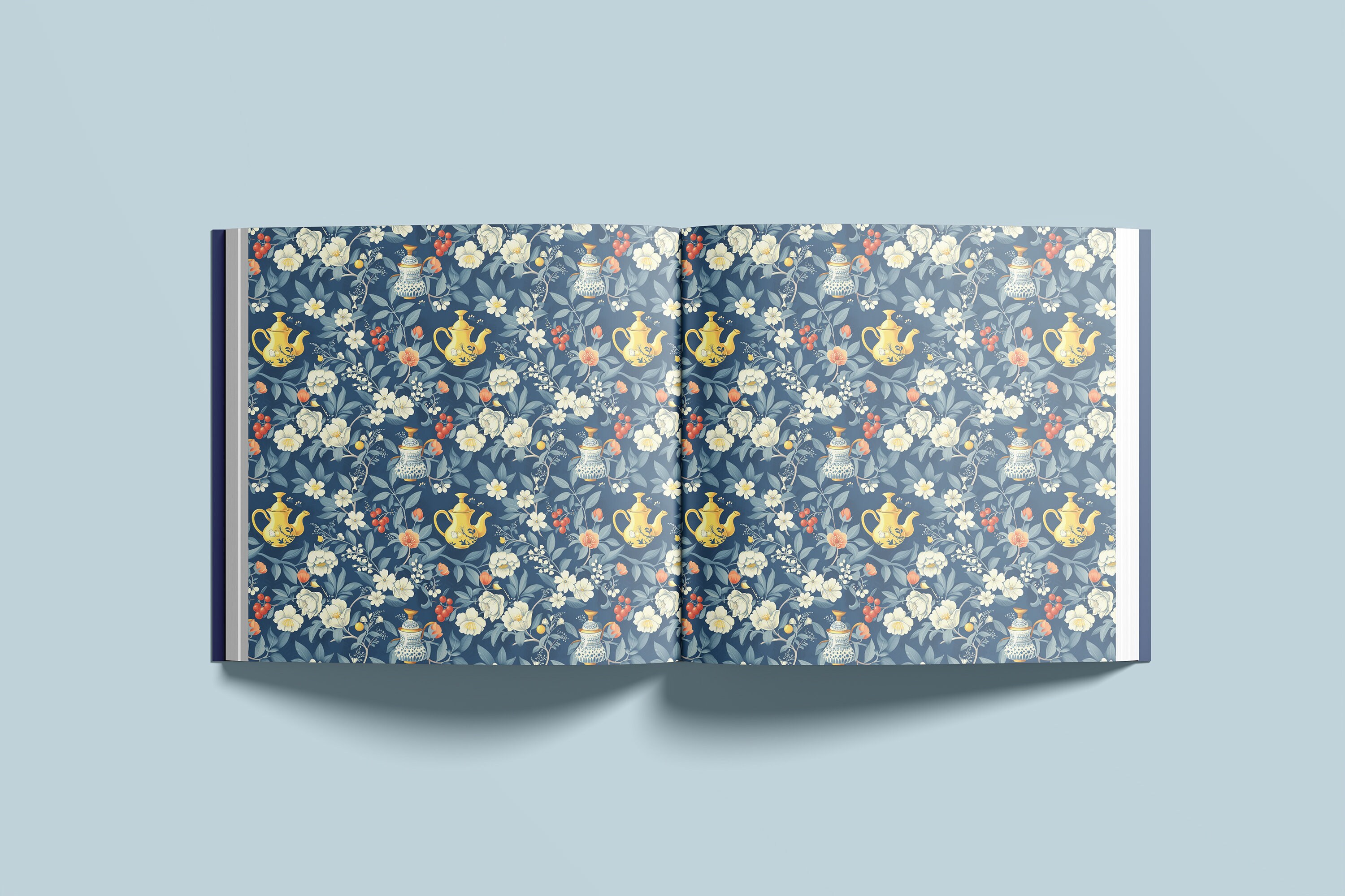 Vintage-inspired Teapots Toile Digital Pattern, Elevate Your Creative ...