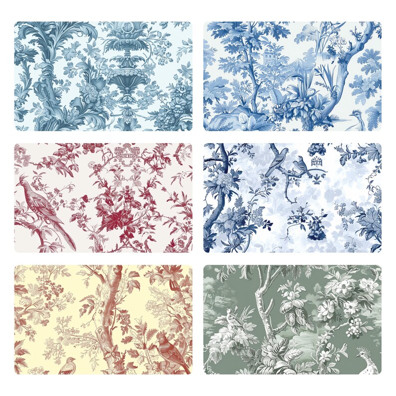 French Toile-inspired Floral Motif Patterns. Elevate Projects Instantly ...