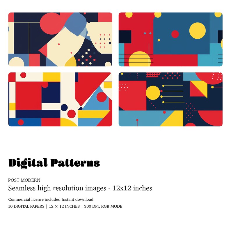 Post-modern Geometric Patterns, 12x12 Digital Papers (PNG) - Etsy