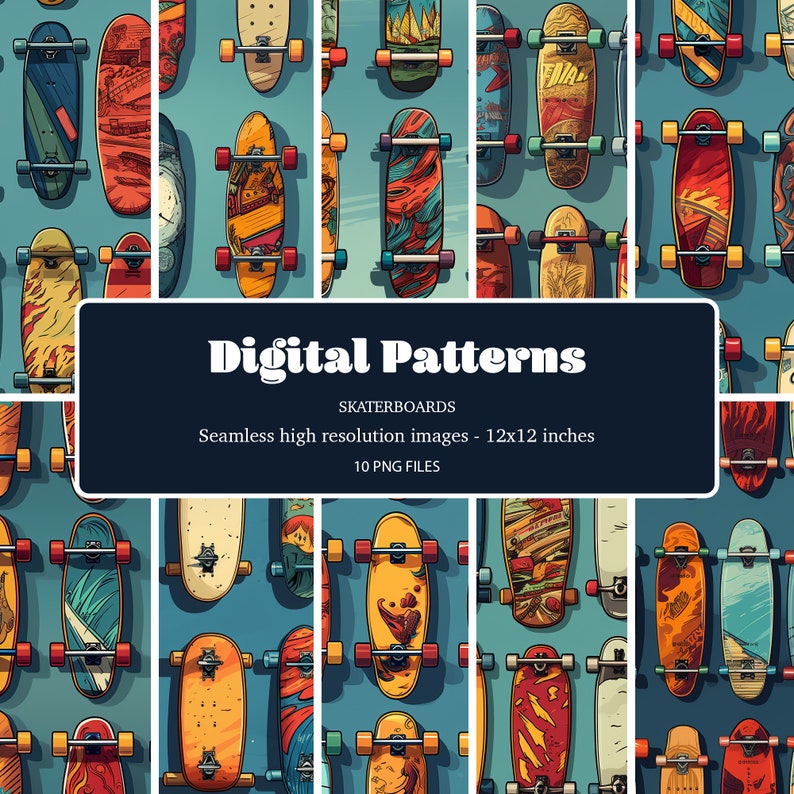 Skateboard Digital Paper | 12x12 PNG Patterns (digital Download) - Etsy