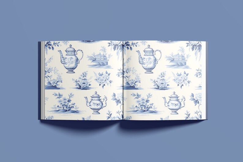 Blue Toile Teapot Digital Paper, Vintage Style (PNG Files) - Etsy