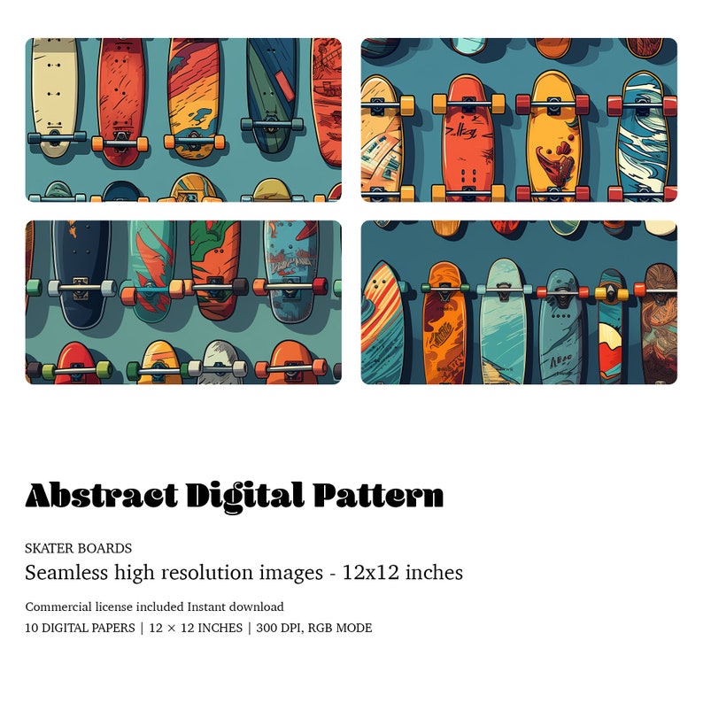 Skateboard Digital Paper | 12x12 PNG Patterns (digital Download) - Etsy
