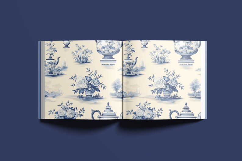 Blue Toile Teapot Digital Paper, Vintage Style (PNG Files) - Etsy