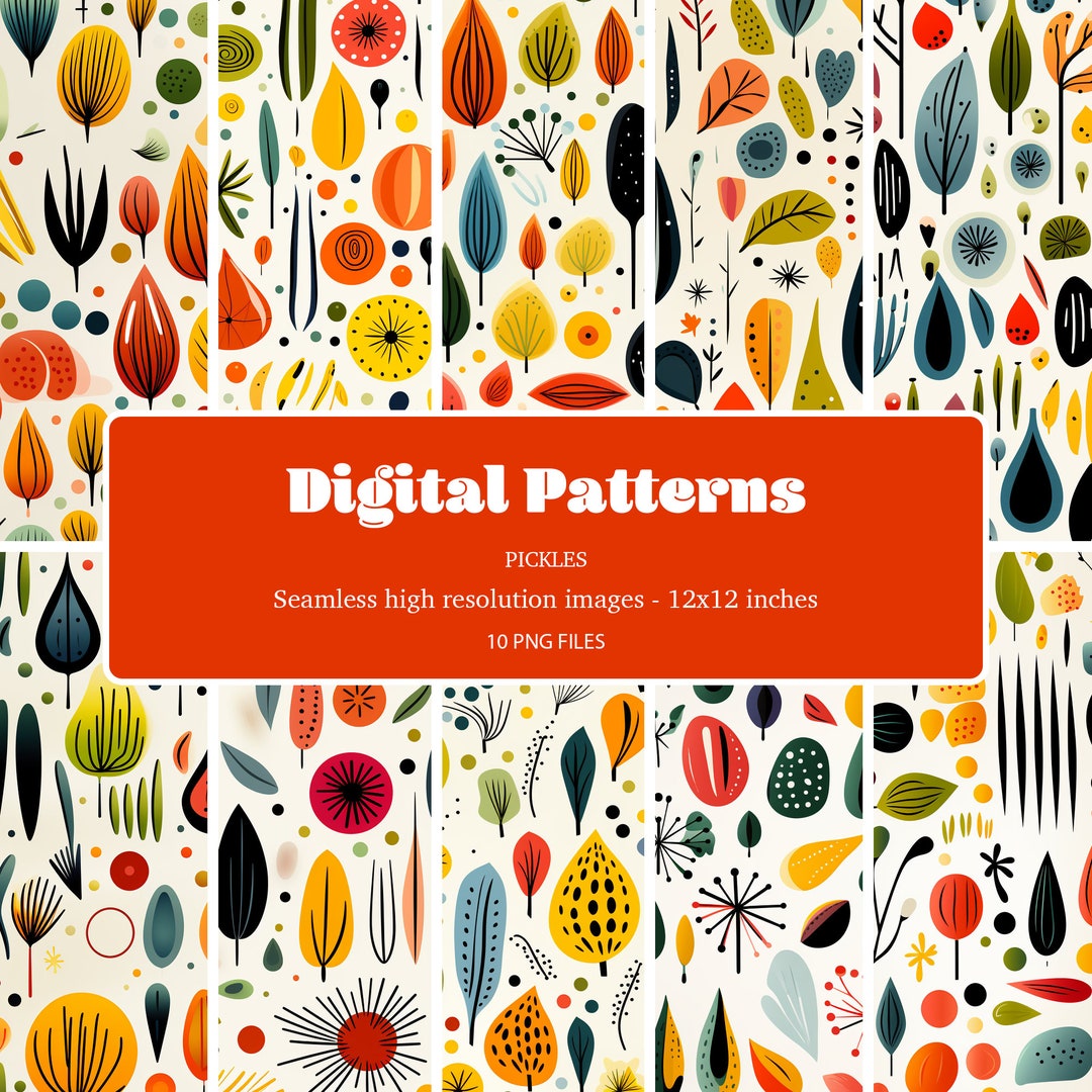 Retro Pickles Digital Paper Set - Etsy