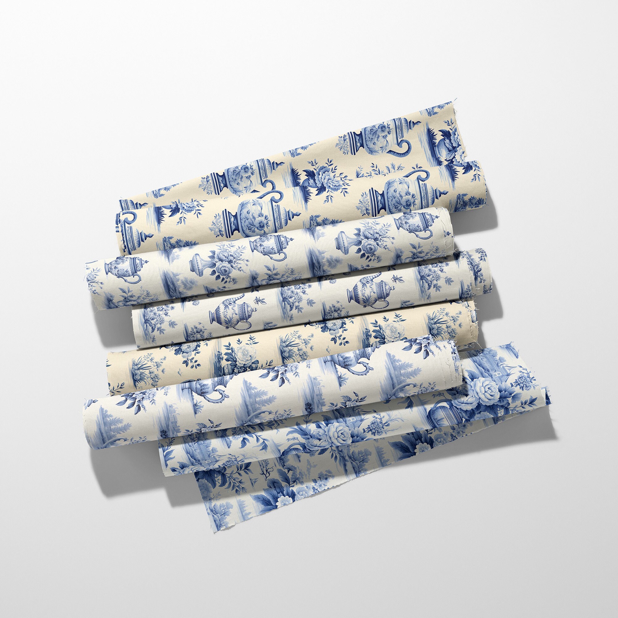 Vintage-inspired Teapots Blue Toile Digital Pattern, Elevate Your ...