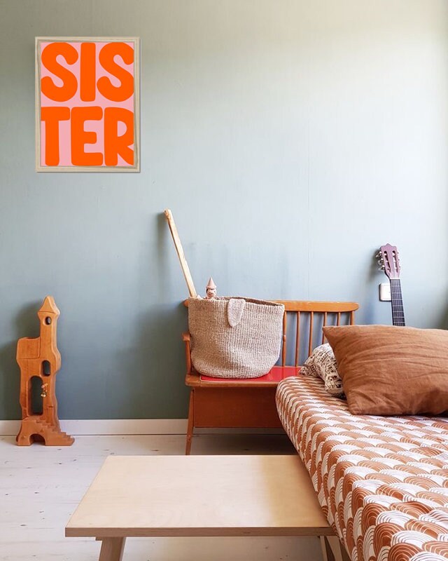 Cool Kids Wall Art Print Bright SISTER Poster Colorful SIS Wall Decor ...