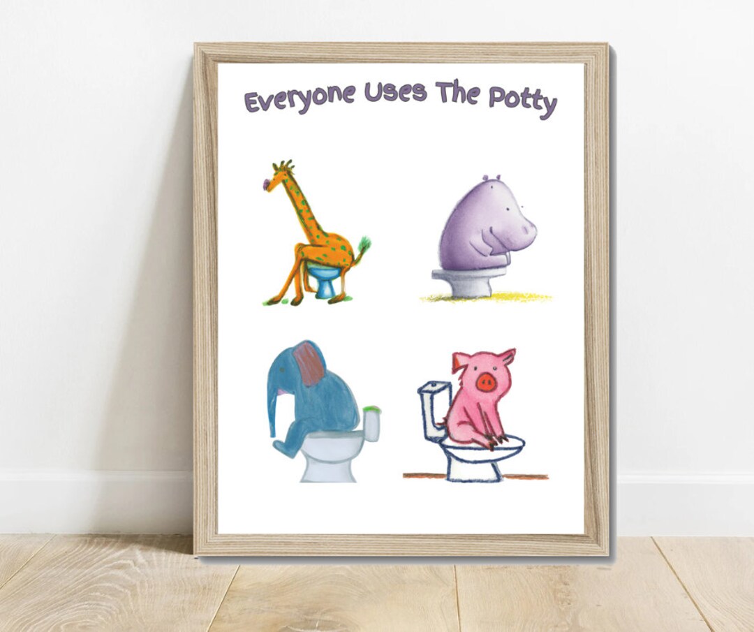 Cute Kids Bathroom Decor Animals on the Potty Poster - Etsy