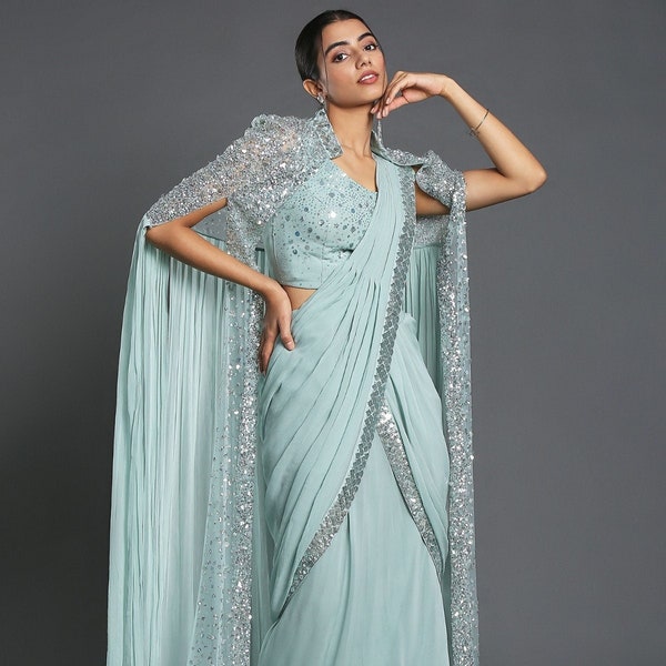 Beautiful Soft Georgette Sequence Work Saree With Mono Banglori ...