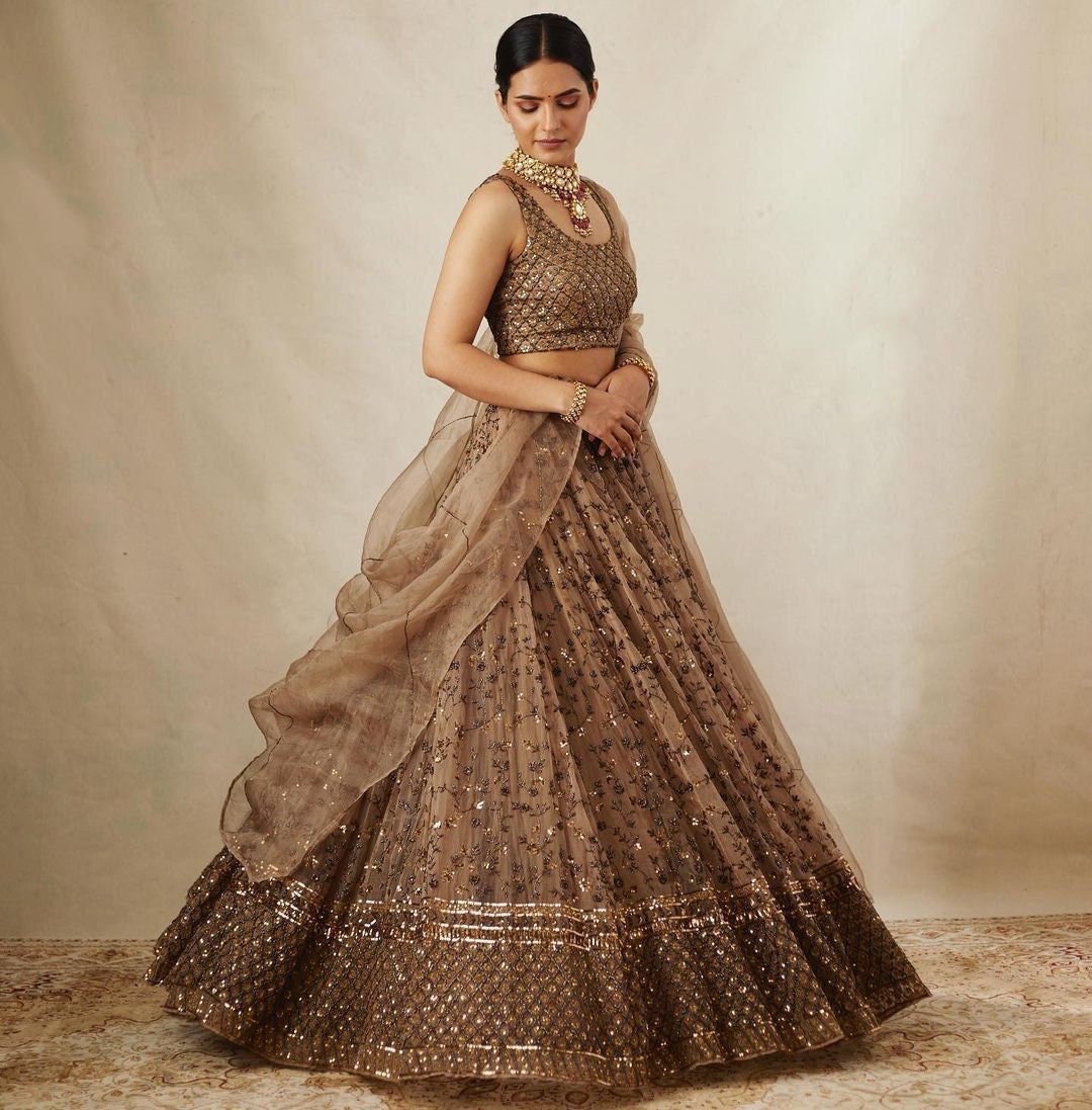 Gold Charming Sequence Lehenga Choli for Women Ready to Wear Indian ...